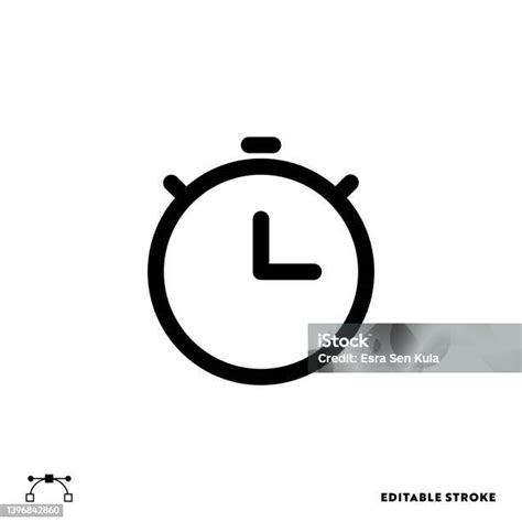 편집 가능한 스트로크가있는 스톱워치 라인 아이콘 디자인 웹 페이지 모바일 앱 Ui Ux 및 Gui 디자인에 적합합니다 사용자 경험에 대한 스톡 벡터 아트 및 기타 이미지