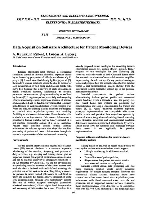 Pdf Data Acquisition Software Architecture For Patient Monitoring Devices