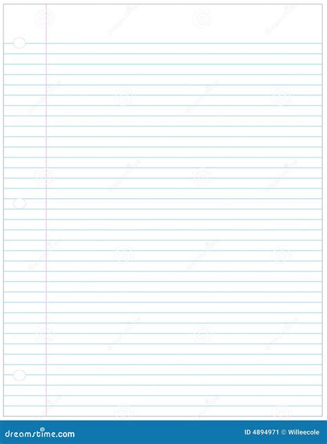 Sheet Of Looseleaf Paper Detailed Lined Paper Texture Isolated Babe