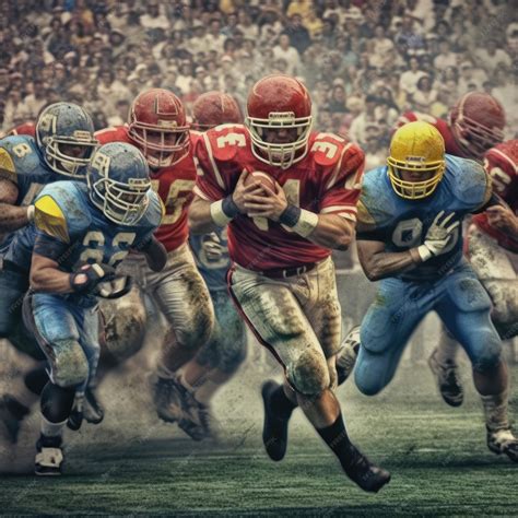 Premium Photo American Football Players In An Action Game With A