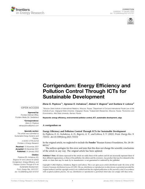 Pdf Corrigendum Energy Efficiency And Pollution Control Through Icts