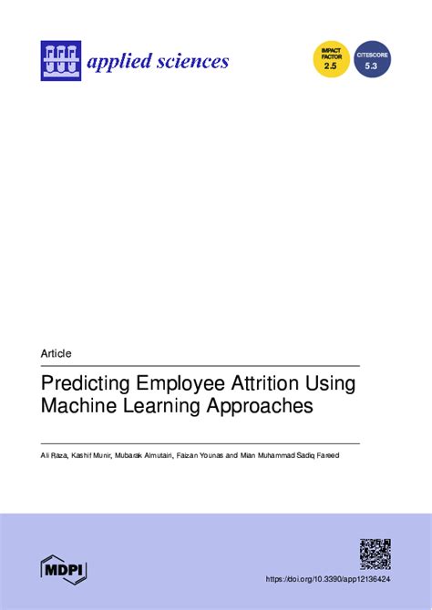 Pdf Predicting Employee Attrition Using Machine Learning Approaches