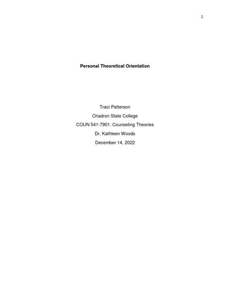 Personal Theoretical Orientation Pdf Psychotherapy Empathy