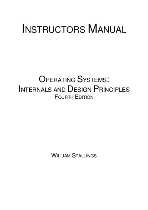 Pdf Instructors Manual Operating Systems Internals And Design Principles Fourth Edition