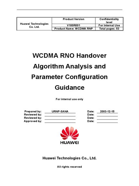 1 wcdma rno handover algorithm analysis and parameter configurtaion