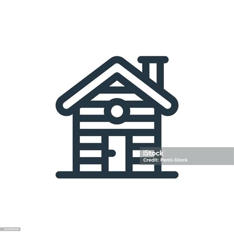 캐빈 벡터 아이콘입니다 캐빈 편집 가능한 스트로크 웹 및 모바일 앱 로고 인쇄 매체에 사용하기 위한 캐빈 선형 기호입니다 얇은 선 그림 벡터 격리 된 윤곽선 도면입니다