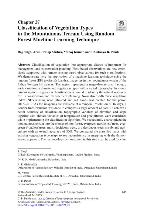 PDF Classification Of Vegetation Types In The Mountainous Terrain Using Random Forest Machine