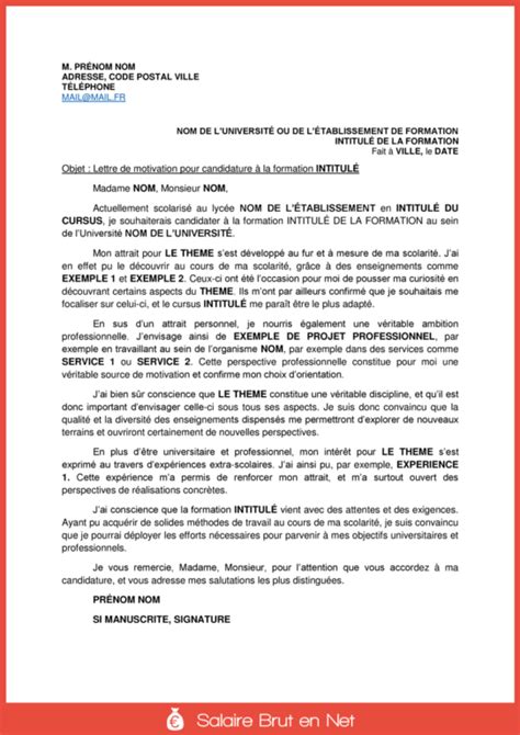 Lettre De Motivation Pour Parcoursup Exemple Et Mod Le Salaire Brut En Net