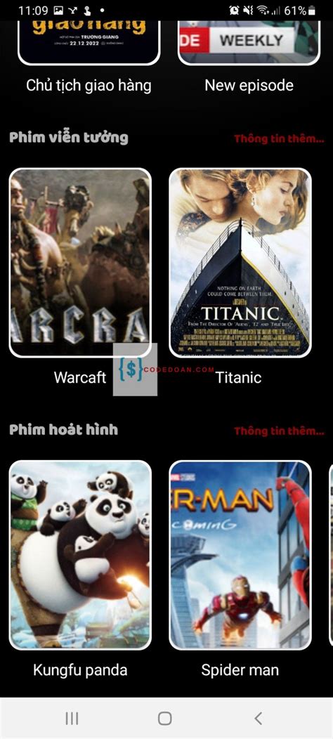 App xem phim online Movie ngôn ngữ java csdl firebase full code báo cáo Sàn giao dịch