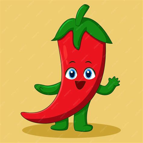 Premium Vector Cute Chilli Greeting Pose Illustration