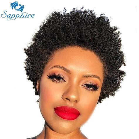 Sapphire Hair Brazilian Remy Hair Afro Kinky Curly Weave Bundle Short