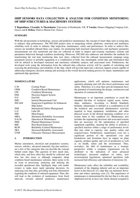 Pdf Ship Sensors Data Collection And Analysis For Condition Monitoring