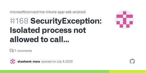 Securityexception Isolated Process Not Allowed To Call