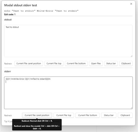 Output Channel Ask After Execution Hotkeys Only Work For Stdout If