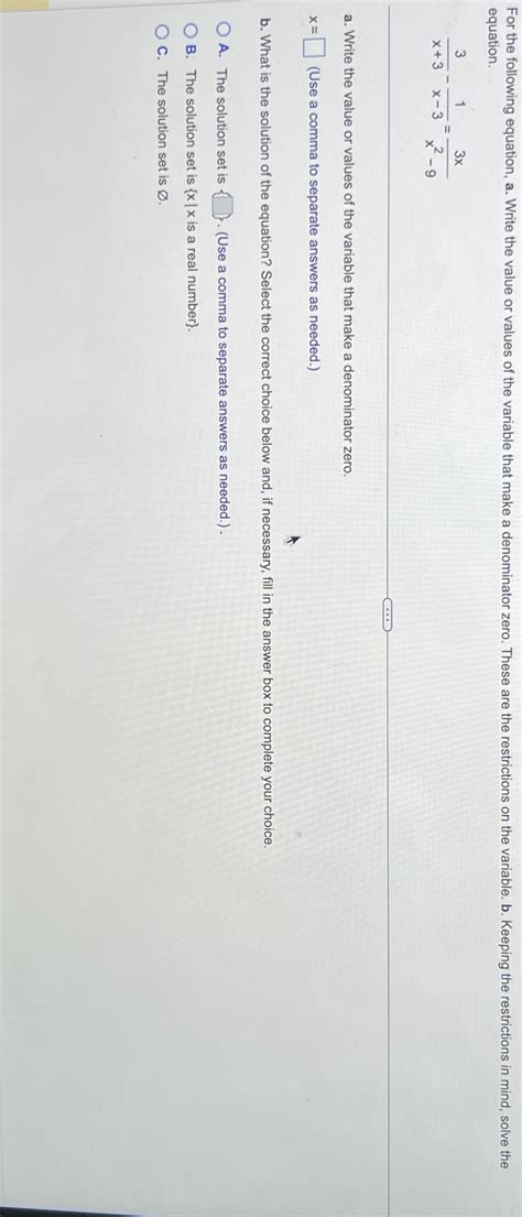 Solved For The Following Equation A Write The Value Or Chegg Com
