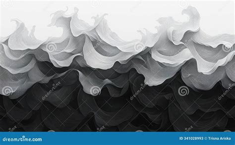 Abstract Waves In Monochrome Showcasing Fluid Forms And Textures Stock Illustration