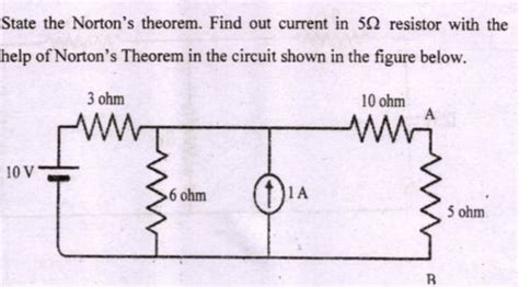 State The Nortons Theorem Find Out Current In 5Ω Resistor With The Help