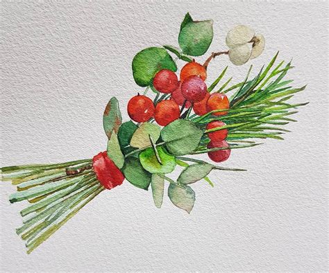 홍혜정 On Instagram 크리스마스를 기다리며 그려봅니다🎅🌲 12월 크리스마스 수채화일러스트 꽃스타