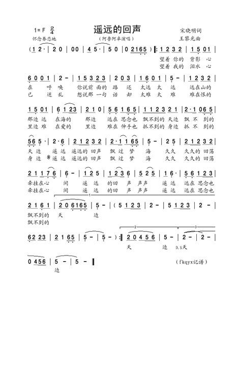 阿鲁阿卓遥远的回声歌曲曲谱歌谱简谱下载风雅颂歌谱网动态伴奏演唱演奏视唱简谱歌谱曲谱高质量图片PDF下载网