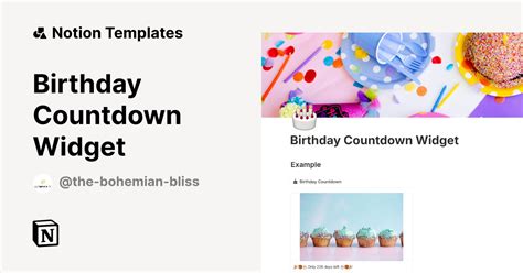 Birthday Countdown Widget Template Notion Marketplace