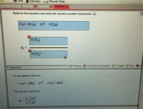 Solved Balance The Equation And Write The Reaction Quotient