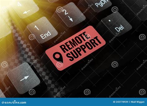conceptual display remote support word written on help endusers to solve computer problems and