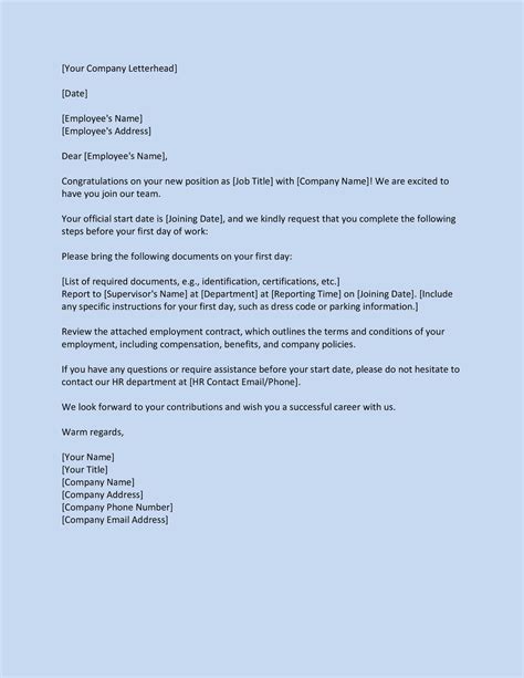 [top 5] Employee Job Joining Letter Format Download In Word Docx