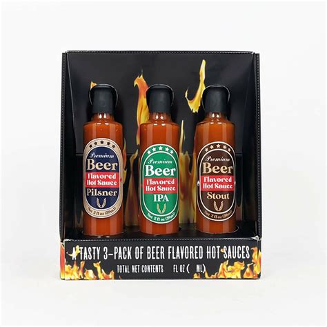 Msrf Beer Flavored Hot Sauce Sampler Assortment T Set 2 Fl Oz