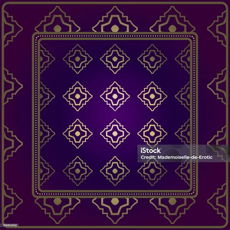 빈티지 기하학적 패턴입니다 두건 숄 식탁보 패브릭 프린트 디자인 벡터 일러스트입니다 호화 스러운 보라색 골드 컬러 0명에 대한 스톡 벡터 아트 및 기타 이미지 Istock