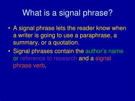 PPT Using Signal Phrases In Research Based Writing MLA PowerPoint Presentation ID