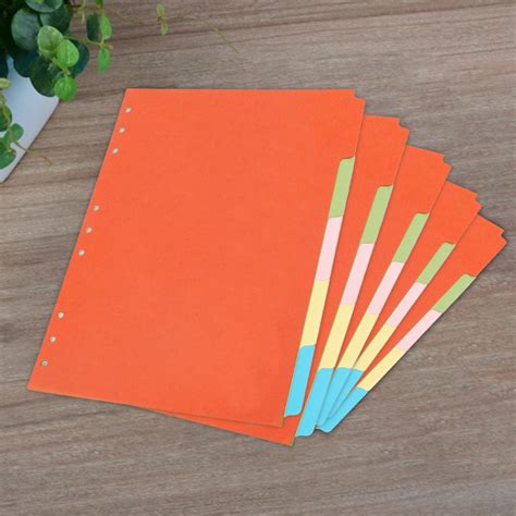 Heajfvd 5pcs Index Dividers Anti Fade Compatible Paper 6 Ring Folder Index Separators For School