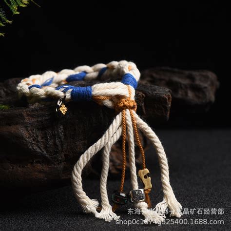 藏风手绳挂绳加粗款手搓棉项链绳手工编织唐卡扎基拉姆手链男女款 阿里巴巴