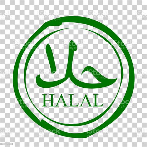 벡터 그린 서클 스탬프 사인 할랄 투명 효과 배경에서 이슬람 사람들에서 먹고 마실 수 있습니다 할랄에 대한 스톡 벡터 아트 및
