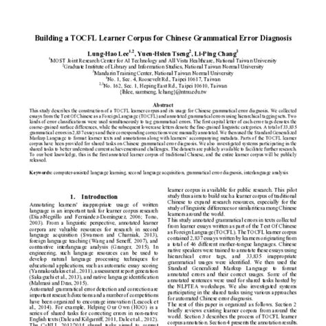 Building A Tocfl Learner Corpus For Chinese Grammatical Error Diagnosis Acl Anthology