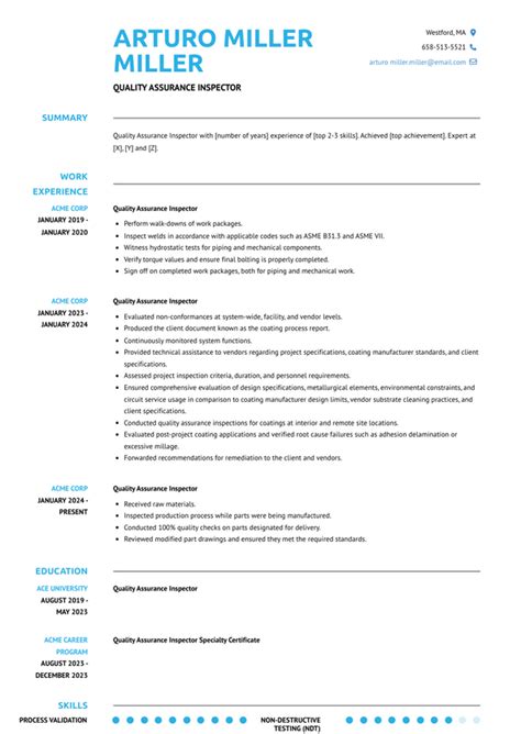 Quality Assurance Inspector Resume Examples That Work