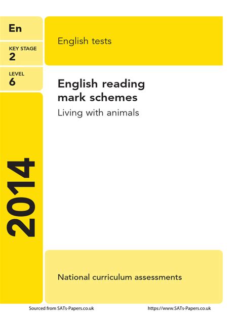 Ks2 English 2014 Level 6 Reading Marking Scheme Pdf