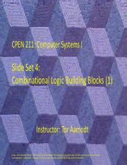 Combinational Logic Building Blocks Decoder Encoder Course Hero