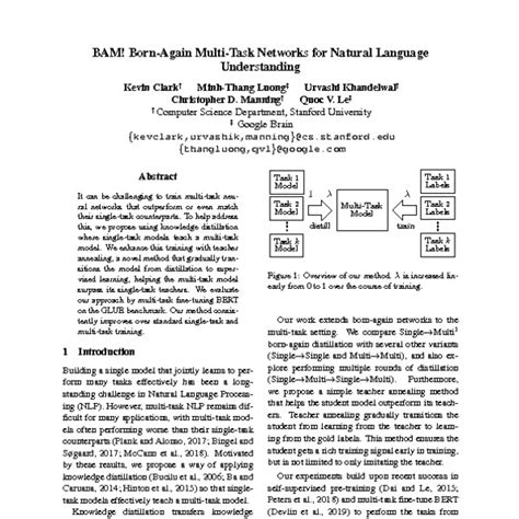 Bam Born Again Multi Task Networks For Natural Language Understanding