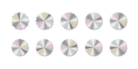 홀로그램 스티커 라운드 모양 세트 원과 사각형 홀로그래피 그라데이션 호일 스티커 컬렉션 0명에 대한 스톡 벡터 아트 및 기타