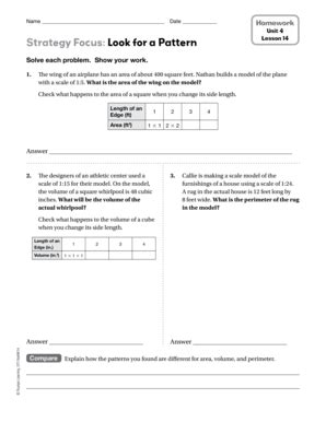 Fillable Online Name Date Homework Unit Lesson Strategy Focus Look For A Pattern Solve