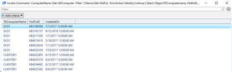 Powershell Collect Information About Installed Updates Hotfixes On All Domain Computers Sid
