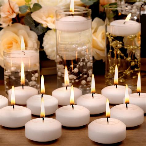 Auralome Floating Candles 2 Inch 12 Pack White Unscented