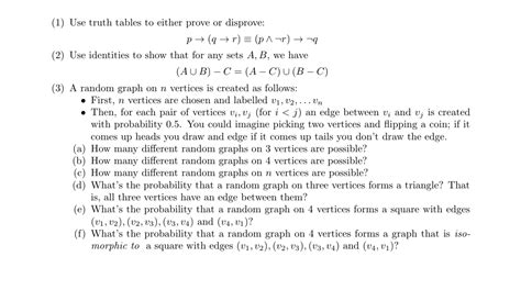 Solved 1 Use Truth Tables To Either Prove Or Disprove P