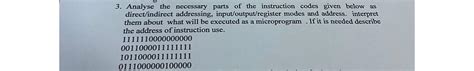 Solved Analyse The Necessary Parts Of The Instruction Codes