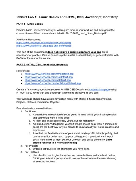 Cs699lab1problemstatement Pdf Html Element Bootstrap Front End Framework