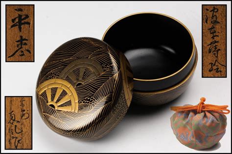 【やや傷や汚れあり】【佳香】作者不詳 波車蒔絵平棗 仕立箱 仕覆 鹿紋有栖川 茶道具の落札情報詳細 ヤフオク落札価格検索 オークフリー