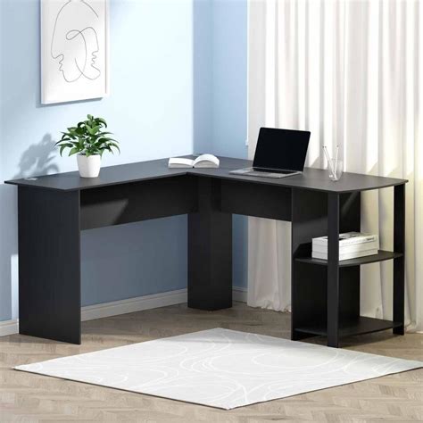 Artiss 136cm Computer Desk Home Office Desks Shelf L Shape Black Big W
