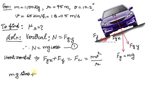 solved a curve that has a radius of 90 m is banked at an angle of θ 10