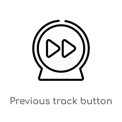 Outline Previous Track Button Vector Icon Isolated Black Simple Line Element Illustration From