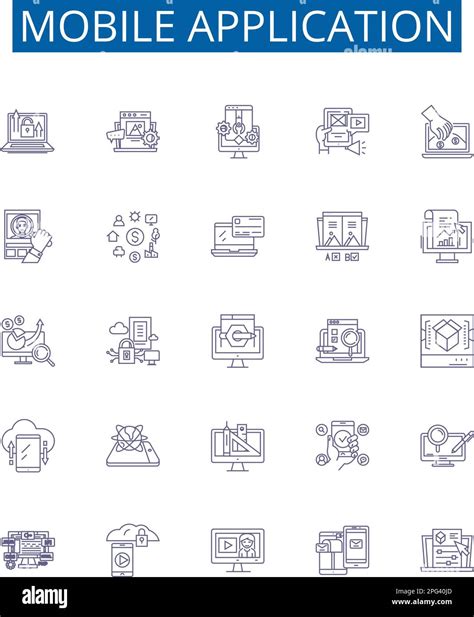 Mobile Application Line Icons Signs Set Design Collection Of Mobile Application App